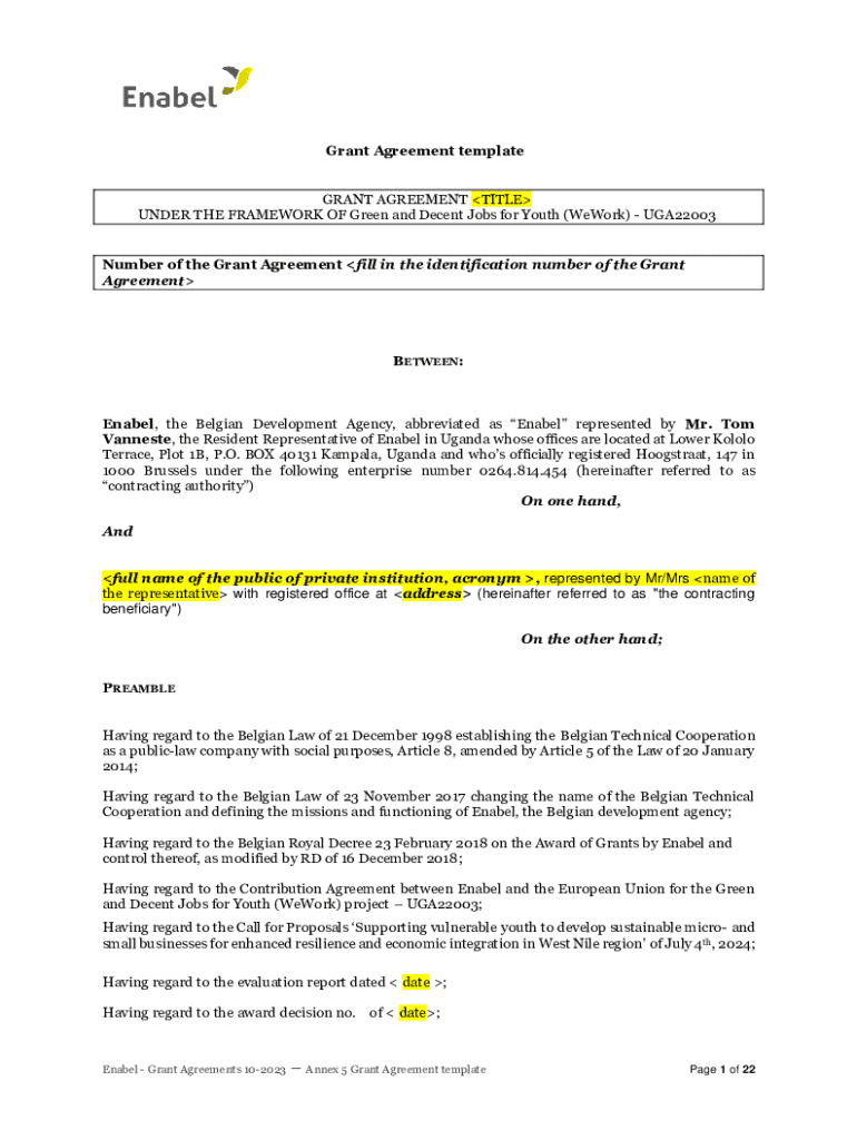 Fillable Online Attachment A - Sample Grant Agreement 24-252.pdf Fax ...