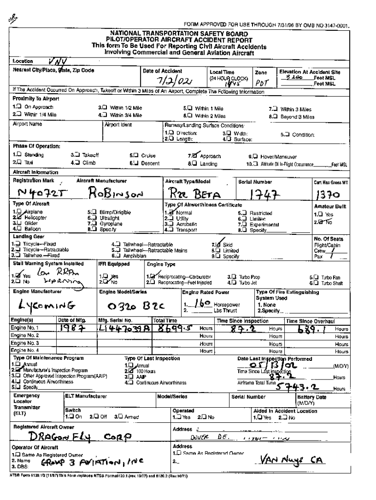 Fillable Online FORM APPROVED FOR USE THROUGH 7131/96 BY OMB NO 3147 ...