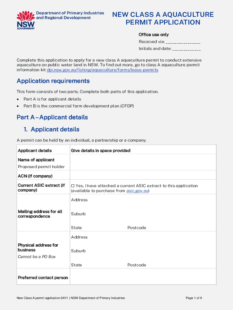 Fillable Online Class A permit application form. New class a permit Fax ...