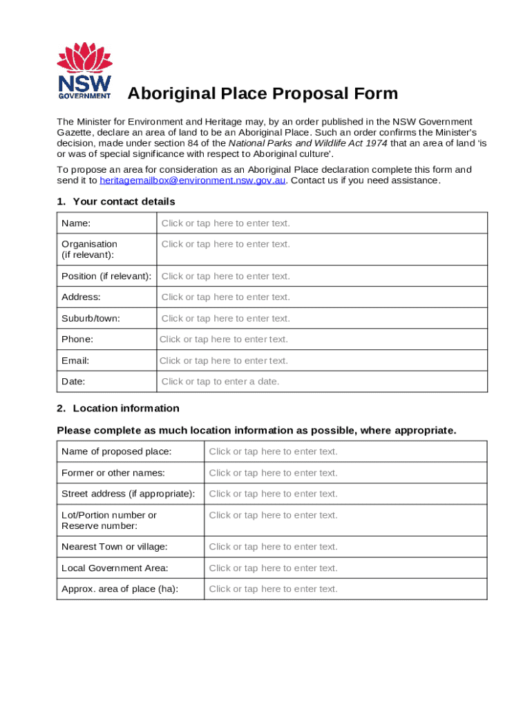 Aboriginal Place Proposal - Environment and Heritage Doc Template ...