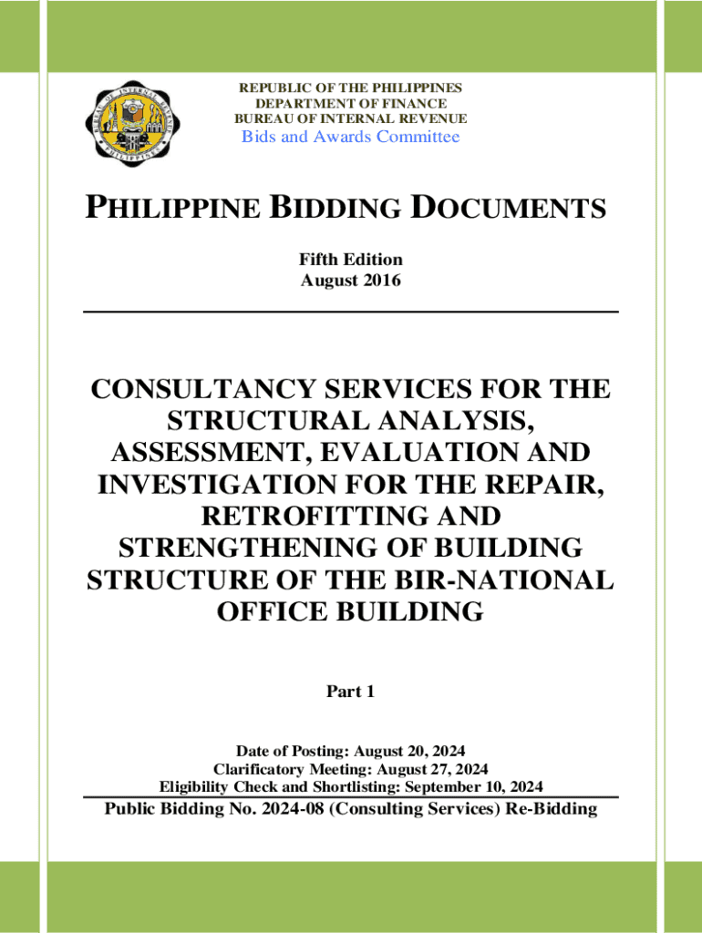 Fillable Online Philippine Bidding Documents for Structural Analysis Consultancy Services 2024 ...