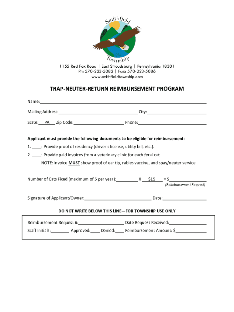 Fillable Online Trap-Neuter-Return (TNR) Reimbursement Program ...