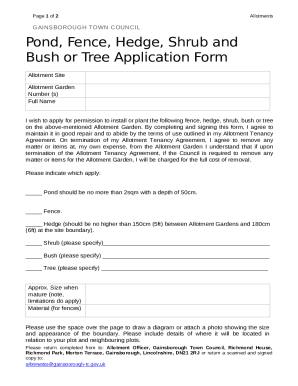 Pond, Fence, Hedge, Shrub and Bush or Tree Application Doc Template ...