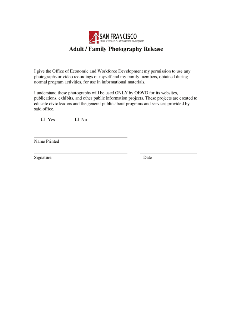 Fillable Online OEWD Photo Release Form Fax Email Print - pdfFiller
