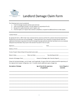 Fillable Online Landlord Damage Claim Form 2023 - Essential Tenant ...