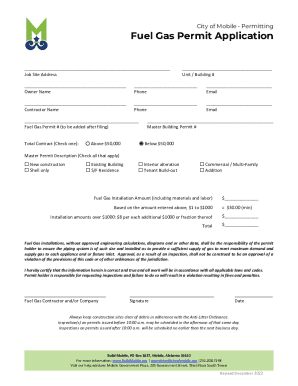 Fillable Online Fuel Gas Permit Application - City of Mobile 2022 Fax ...
