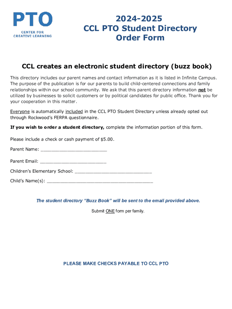 Fillable Online Student Directory Data Collection Form Fax Email Print ...