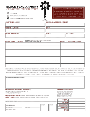 Fillable Online Cerakote Order Form - Black Flag Armory 2023 Fax Email Print - pdfFiller