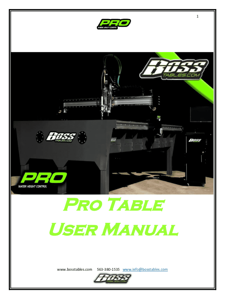 Fillable Online PRO: Light Industrial - Boss TablesCNC Plasma Tables ...