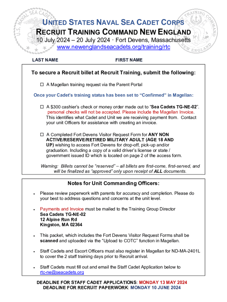 Fillable Online America\'s Sea Cadets - The US Navy\'s youth ...