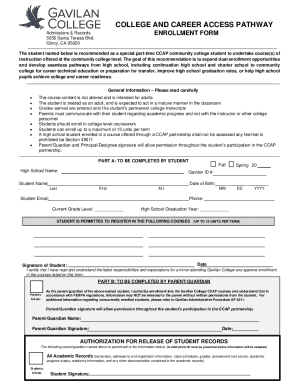Fillable Online College and Career Access Pathway Enrollment Form 2023 ...