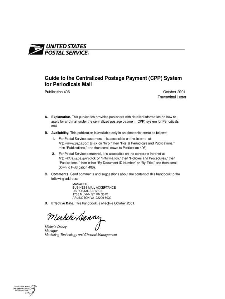 Fillable Online Centralized Postage Payment (cpp) System Guide for ...