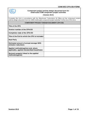 Fillable Online Component Project Activity Design Document Form for Cdm ...
