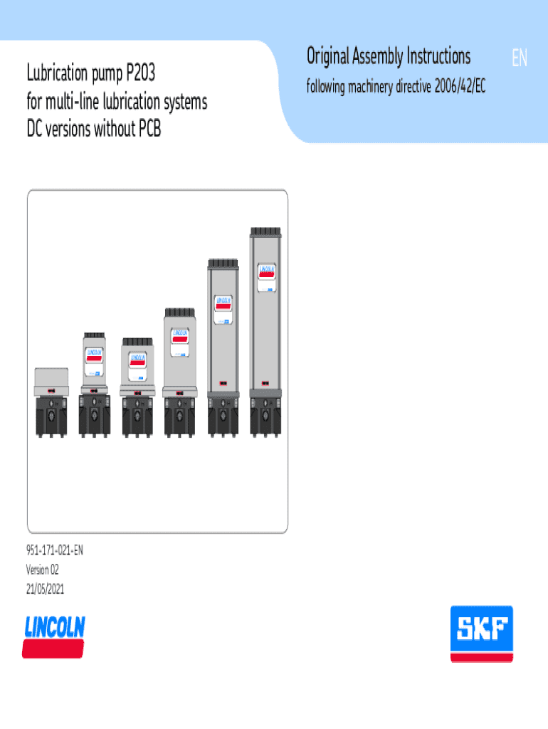 Fillable Online EN Lubrication pump P203 for multi-line lubrication ...