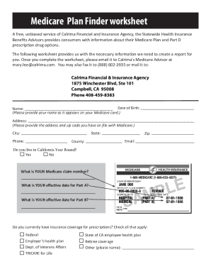 Fillable Online Medicare Plan Finder Worksheet 2023 | Calrima Financial ...