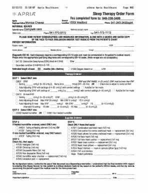 Fillable Online 2021 Sleep Therapy Order Form for Apria Healthcare Fax ...