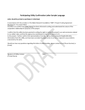 Fillable Online 2023 Utility Confirmation Letter Sample Language for ...
