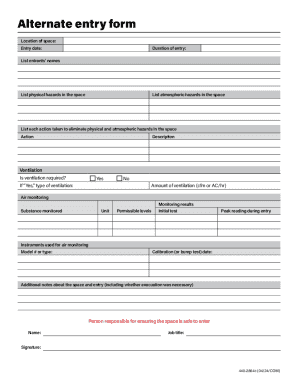 Fillable Online 2024 Alternate Entry Form for Hazard Assessment and ...