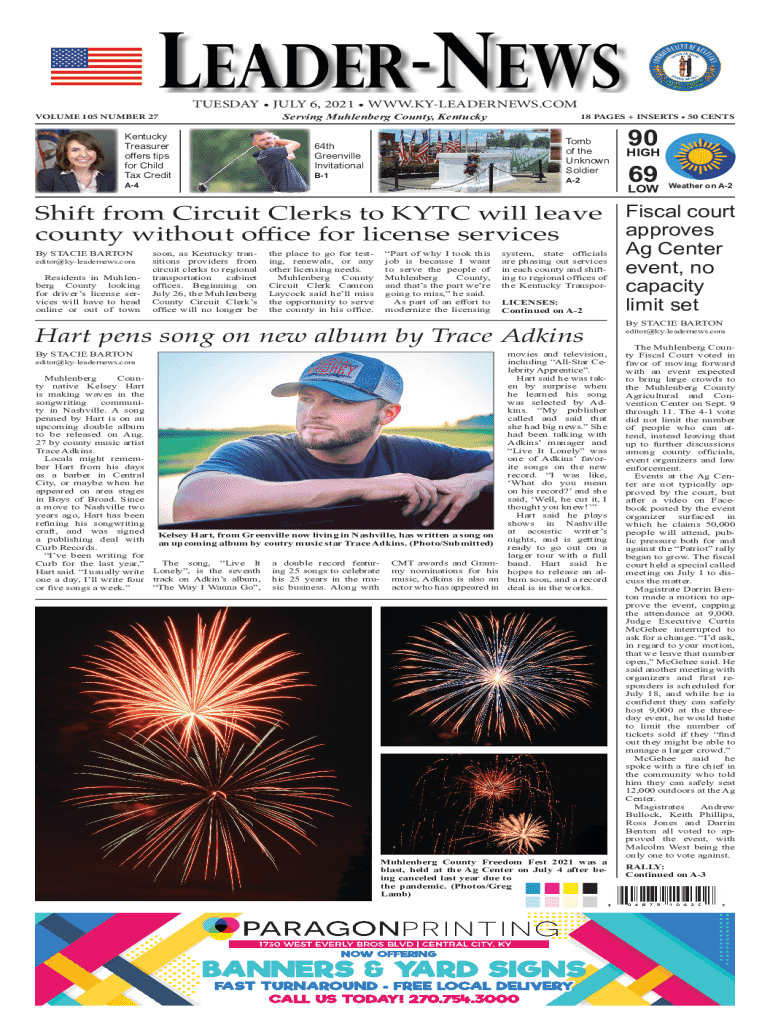 Fillable Online Shift from Circuit Clerks to KYTC will leave county without office for ... Fax ...