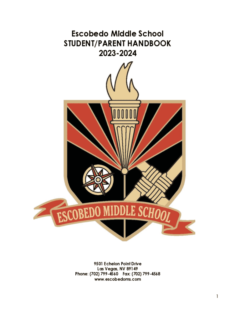 Fillable Online Escobedo Middle School STUDENT/PARENT HANDBOOK ... Fax ...