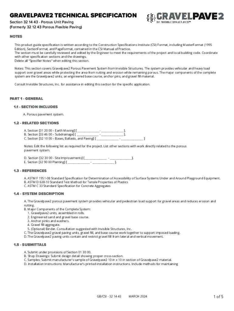 Fillable Online Gravelpave2 Porous Pavement System Technical Specification 2024 Fax Email Print ...