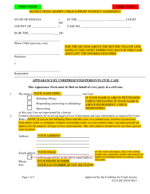 Fillable Online Request for Modification of Child Support in Indiana ...