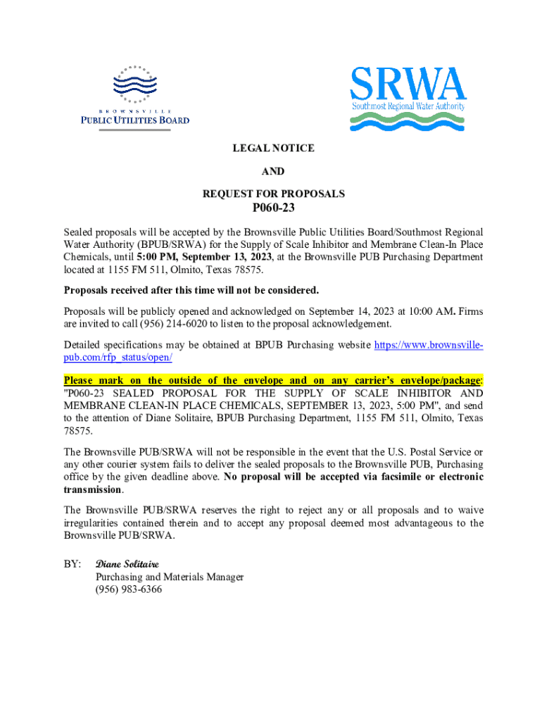 Fillable Online LEGAL NOTICE AND INVITATION TO BID P #022-24 The ... Fax Email Print - pdfFiller