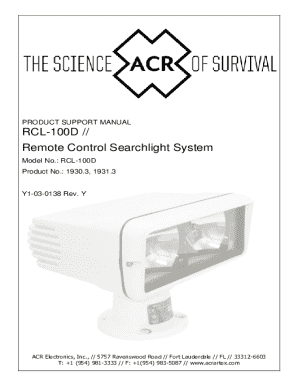 Fillable Online Acr Rcl-100d Remote Control Searchlight System Manual ...