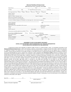 Fillable Online Patient Intake Form for Advanced Healthcare & Injury ...