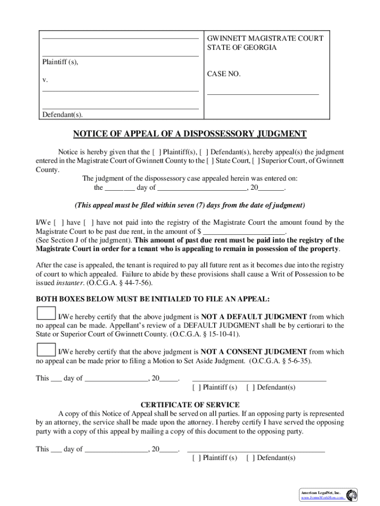 Fillable Online Magistrate Court - Case Categories - Civil Appeals ...