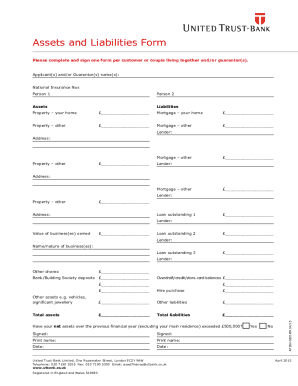 Fillable Online Assets and Liabilities Form 2015 - Complete Your ...