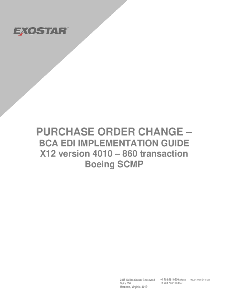 Fillable Online Domestic Purchase Order Change request Version X12-4010 Fax Email Print - pdfFiller