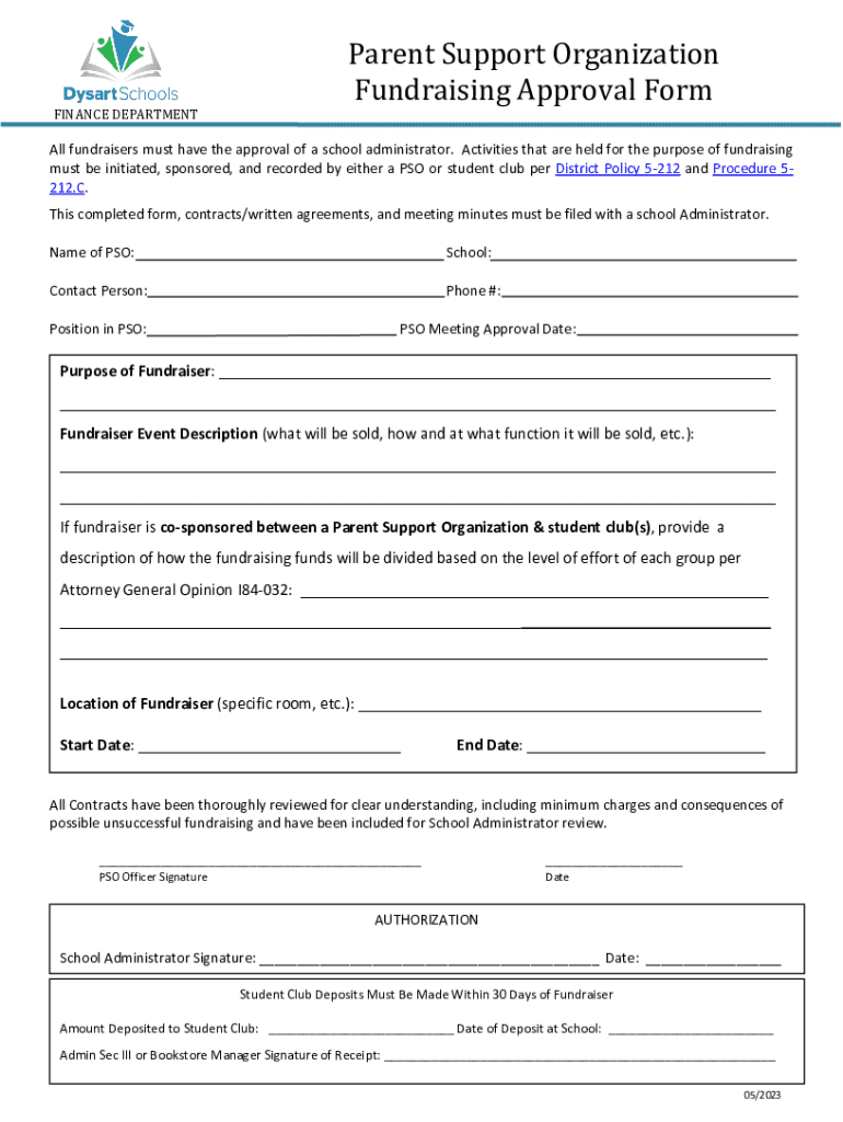 Fillable Online 2023 Fundraising Approval Form for Parent Support ...