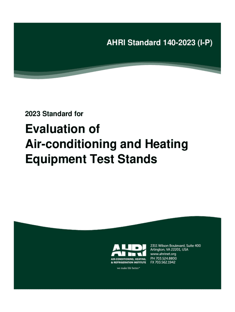 Fillable Online AHRI 140 (I-P): Evaluation of Air-Conditioning and Heating ... Fax Email Print ...