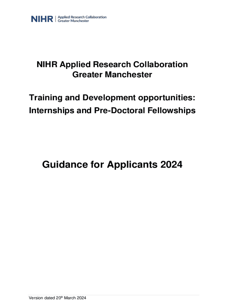 Fillable Online Training Opportunities: How to Apply - ARC GM - NIHR ...