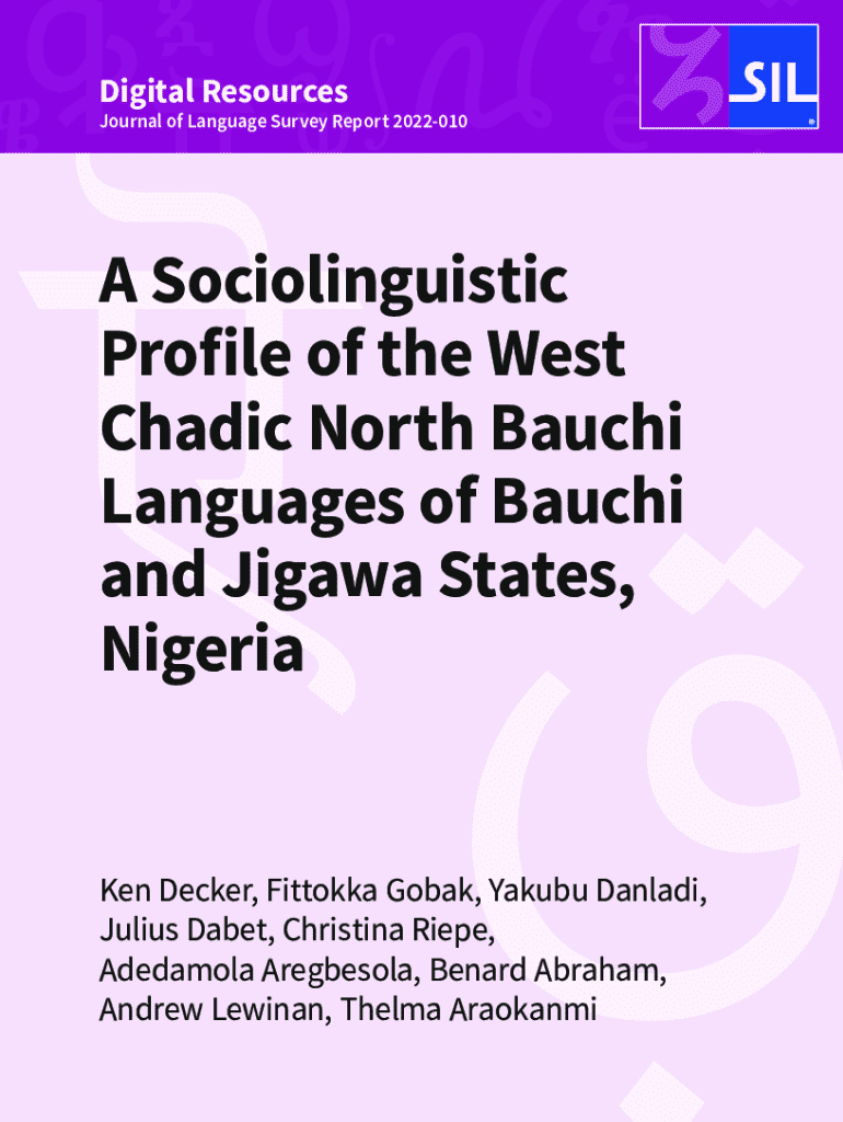 Fillable Online A Sociolinguistic Profile of the West Chadic North ...