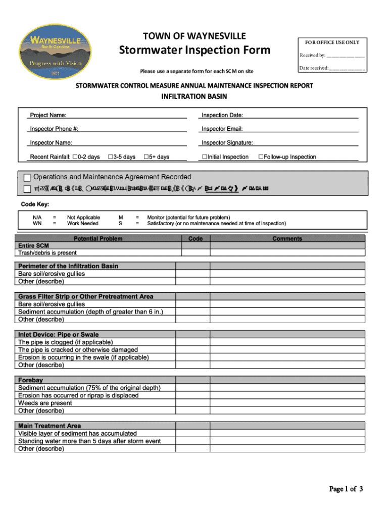 Fillable Online SW Inspection Report 2019 infiltration basin.pdf Fax ...