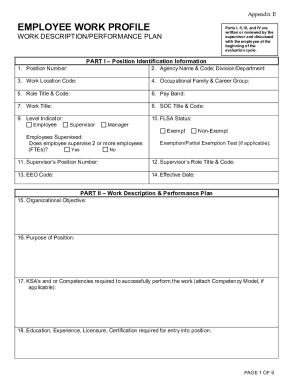 Fillable Online Employee Work Profile 2023 - Performance Evaluation and ...