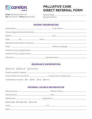 Fillable Online Palliative Care Direct Referral Form 2024 | Carelon ...