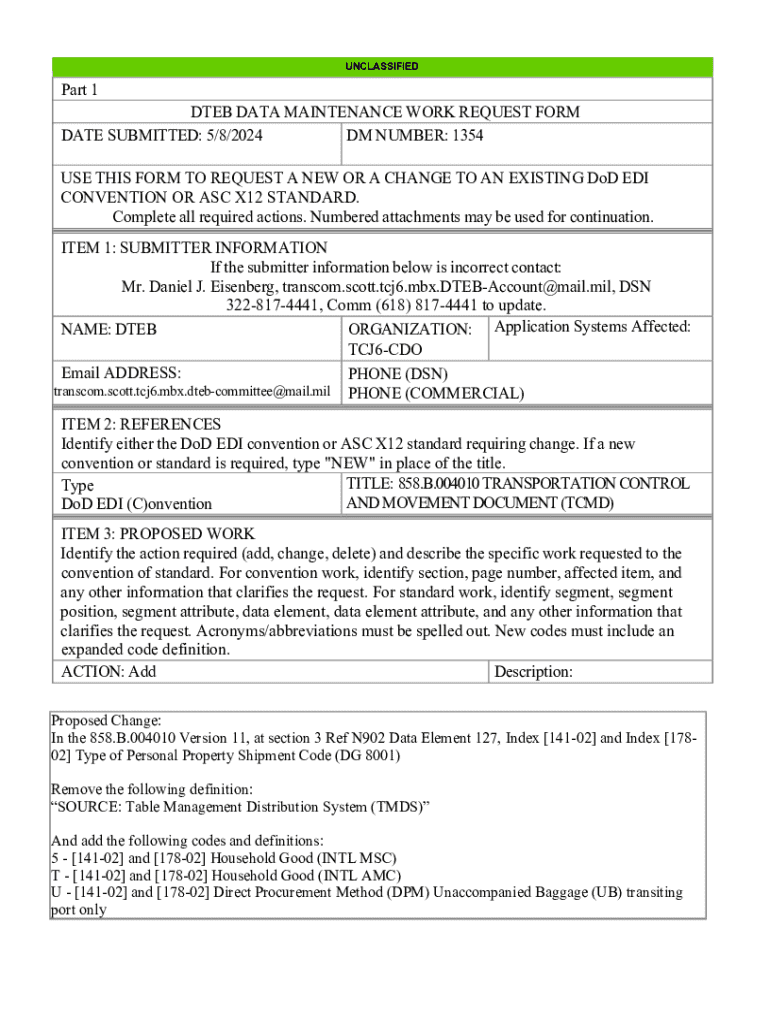 Fillable Online DM 1354 Work Request Form Fax Email Print - pdfFiller