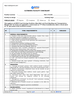 Fillable Online Catering Facility Checklist 2023: Ensuring Food Safety ...