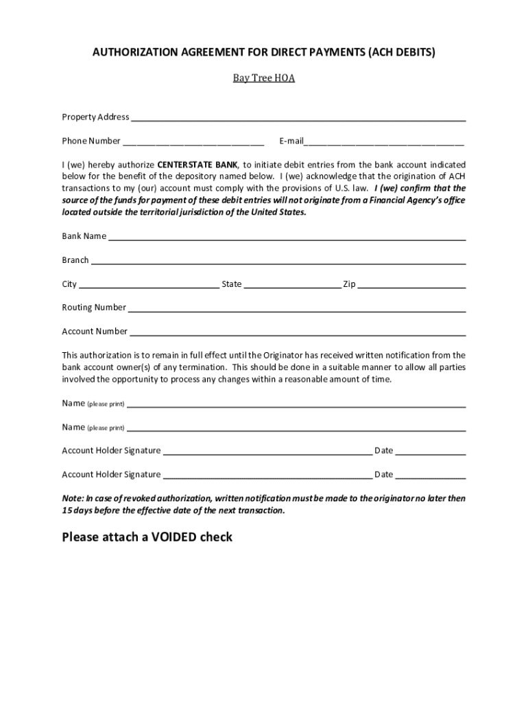 Fillable Online 2023 Authorization Agreement for Direct Payments (ach ...