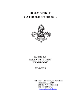 Fillable Online Holy Spirit Catholic School K3 and K4 Handbook 2024 ...