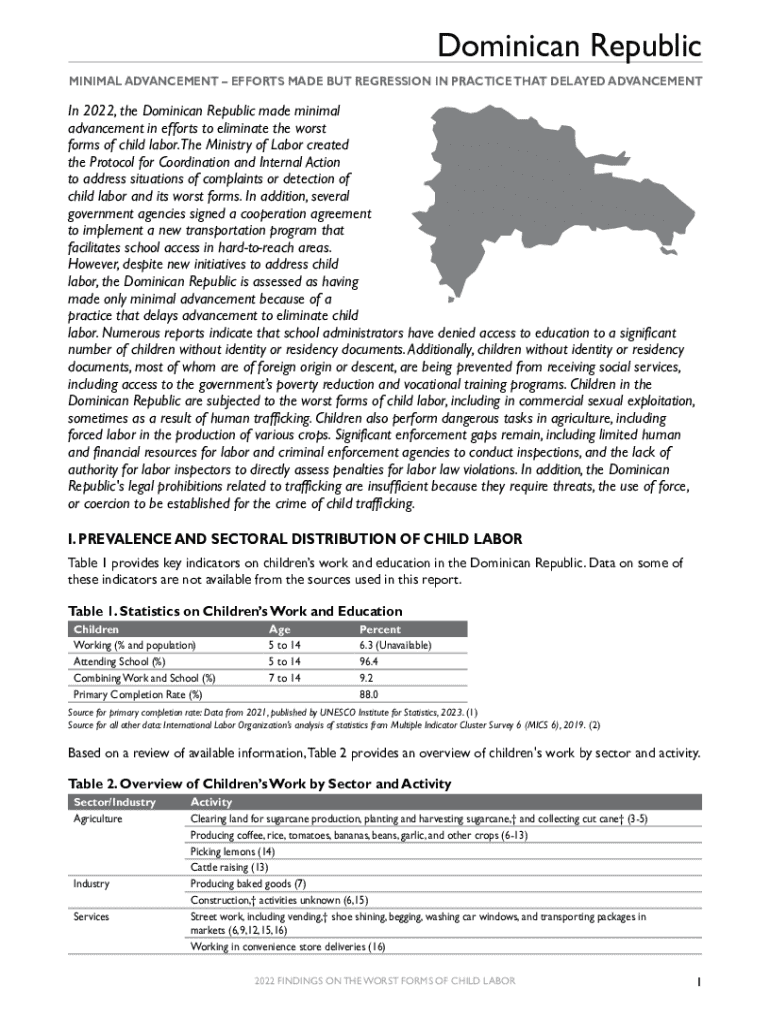 Fillable Online 2022 Findings on the Worst Forms of Child Labor ...