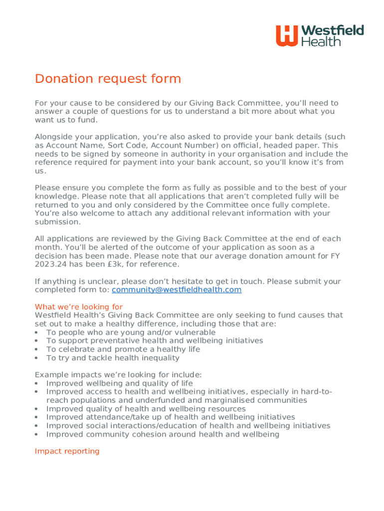 Donation Request Doc Template | pdfFiller