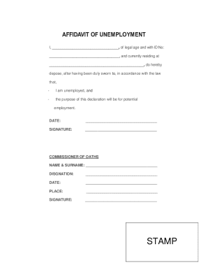 Fillable Online Affidavit of Unemployment Declaration for Job Seeking ...