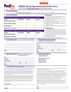 Fillable Online Fedex Billable Stamp Agreement and Order Form 2023 Fax ...