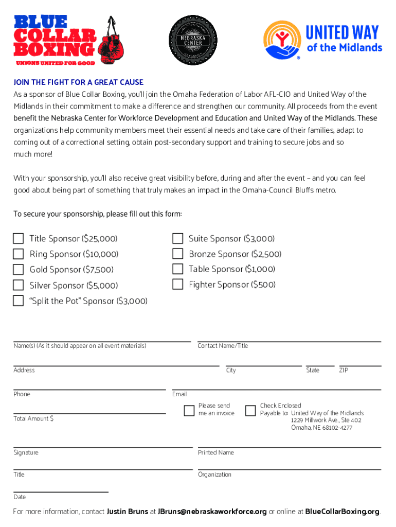 Fillable Online Blue Collar Boxing - Sponsorship Form - 8.5x11in - 2024 ...