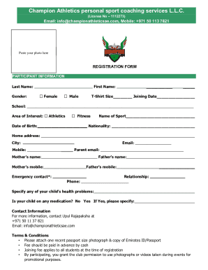 Fillable Online Champion Athletics 2023 Sport Coaching Registration ...