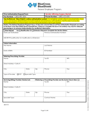Fillable Online 2021 Gender Affirming Surgery Prior Authorization ...